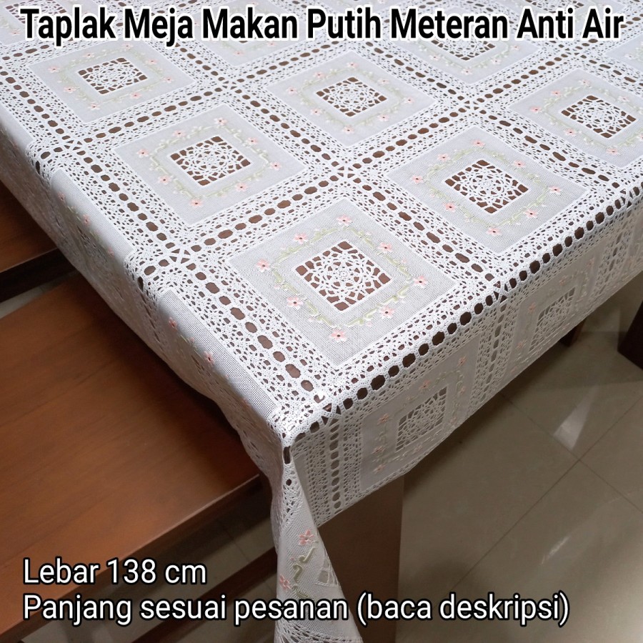 Jual Taplak Meja Makan Plastik Putih Anti Air Meteran Custom 4 Kursi 6 ...