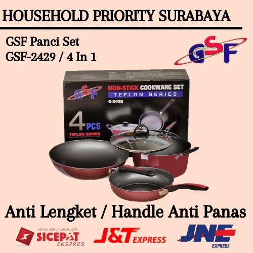 Jual GSF Panci Set Teflon Wajan Penggorengan Serbaguna 4 Pcs Cookware ...