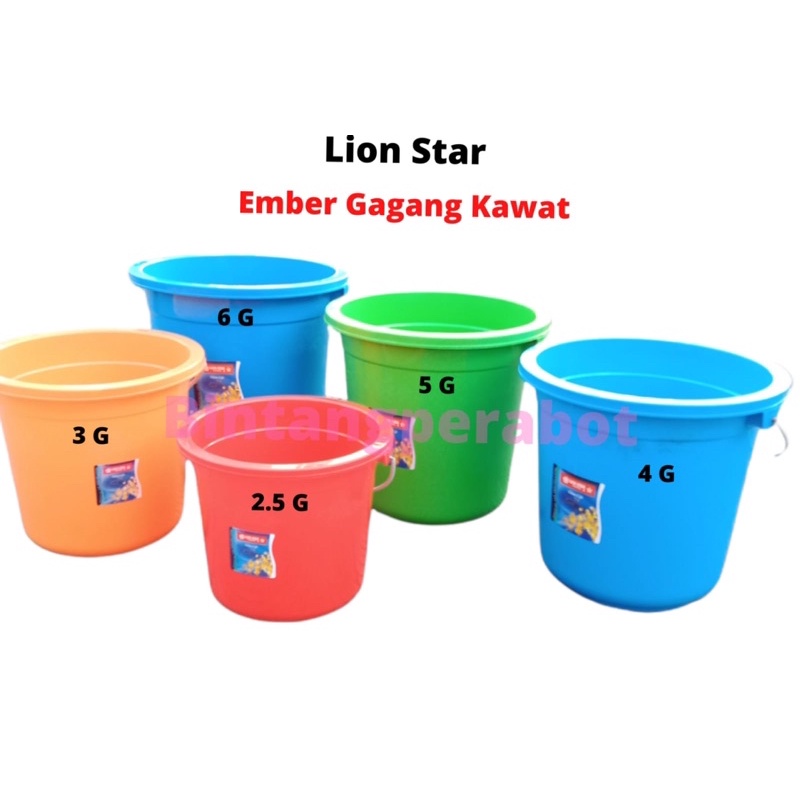 Jual Lion Star - Ember Plastik Gagang kawat Uk 2.5-3-4-5-6 Galon ( 5,10,15,20,25 Liter ) / Ember ...