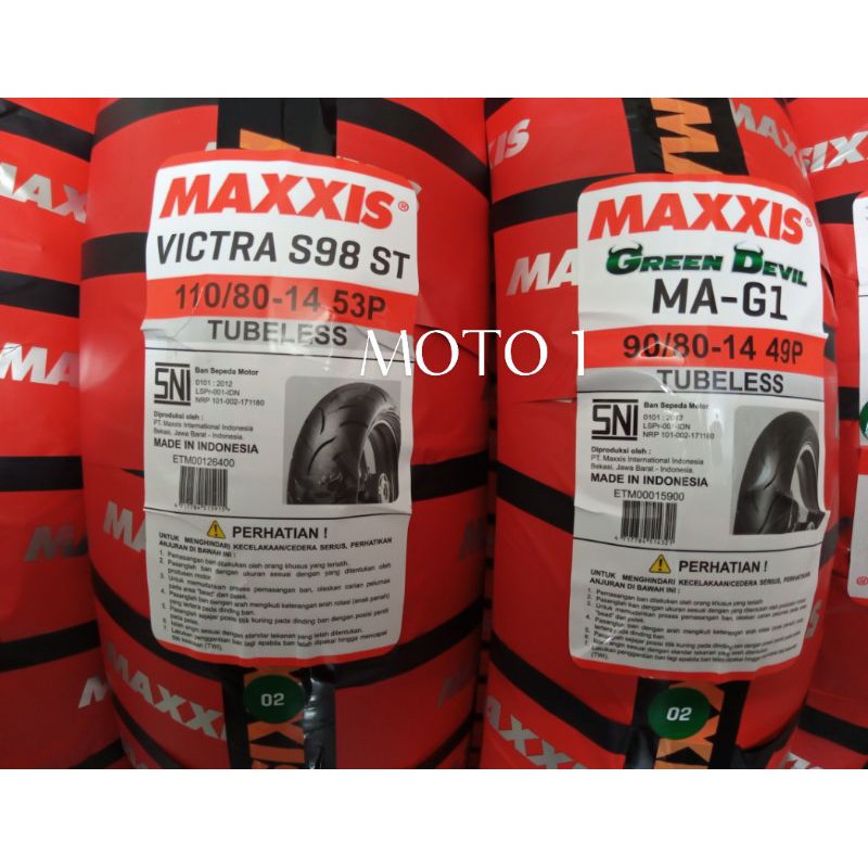 Jual (Free Pentil Besi) Sepasang Ban Maxxis Green Devil 90/80-14 Dan ...