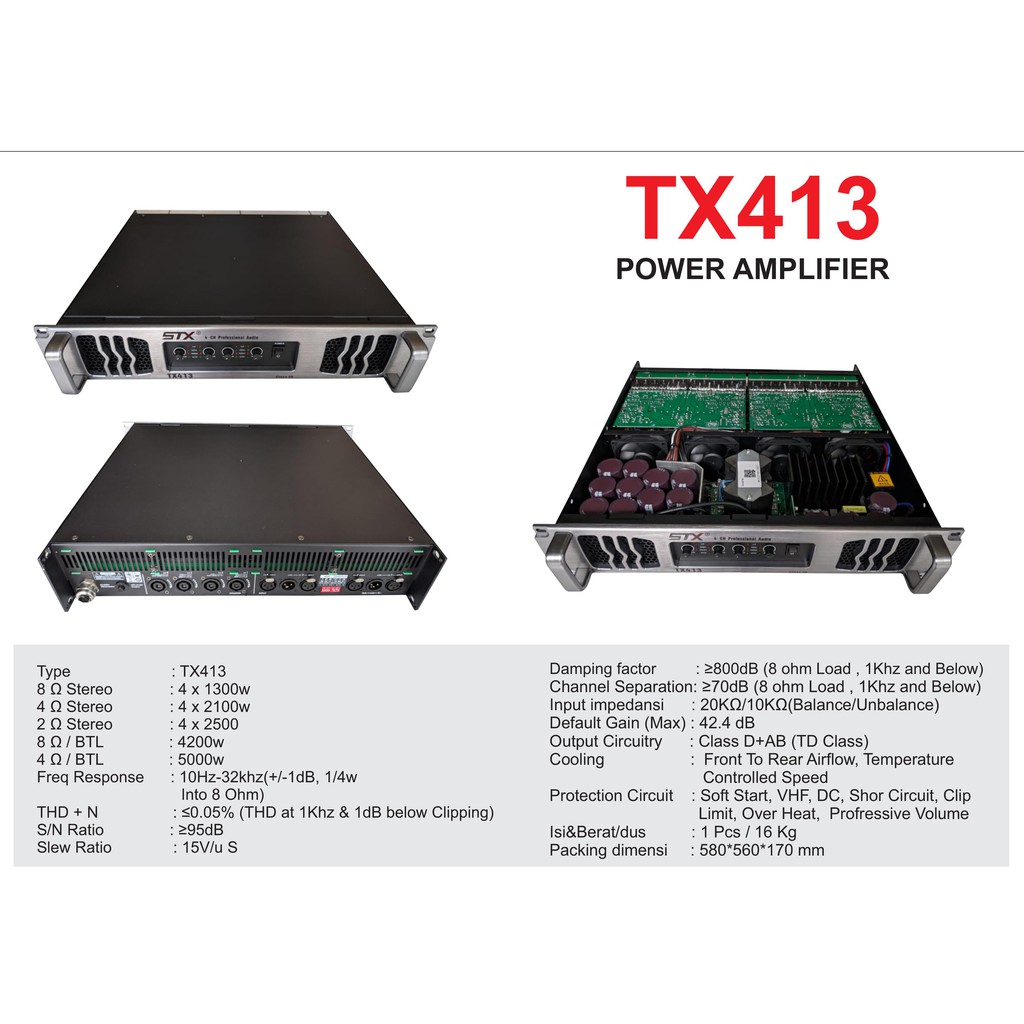Jual Power Profesional Amplifier Merk STX Type TX413 | Shopee Indonesia