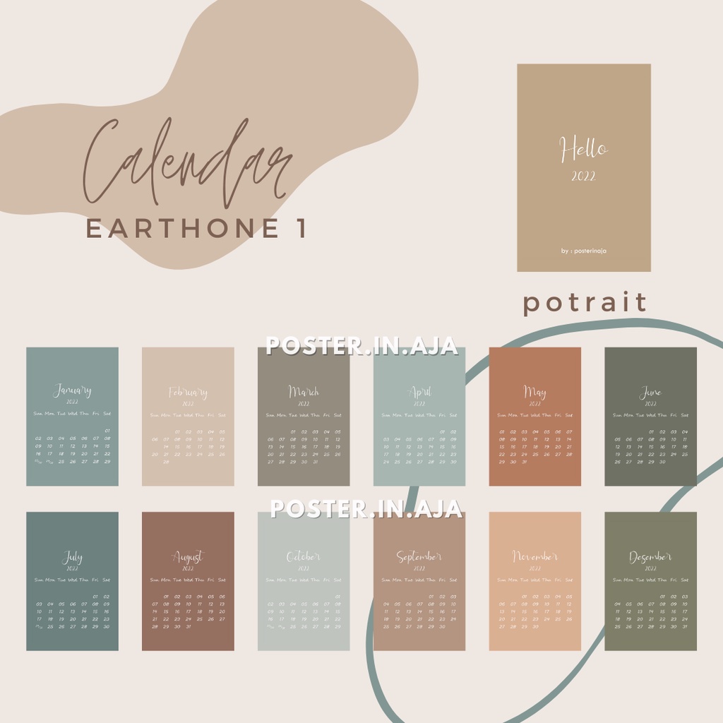 Jual (POTRAIT) Calendar Kalendar 2024 Aesthetic Minimalist Hiasan Meja ...