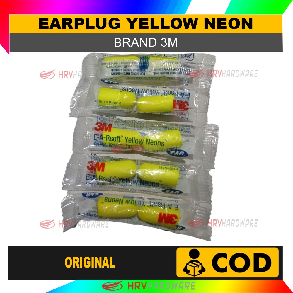 Jual EARSOFT EARPLUG 3M 1250 YELLOW NEON CLASSIC SEPASANG PENYUMBAT ...