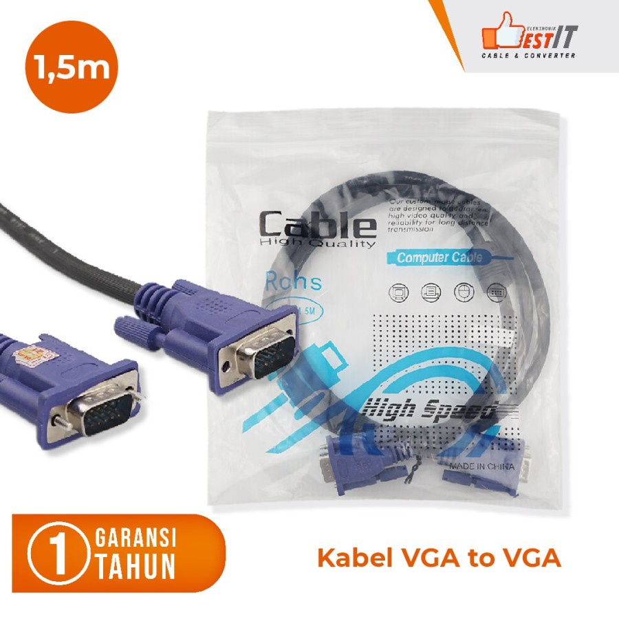 Jual Kabel VGA Male to Male High Quality 1.5 Meter | Shopee Indonesia