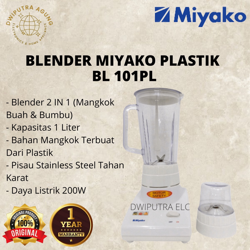 Jual BLENDER MIYAKO PLASTIK BL101PL BL 101 PL / BL 101PL | Shopee Indonesia