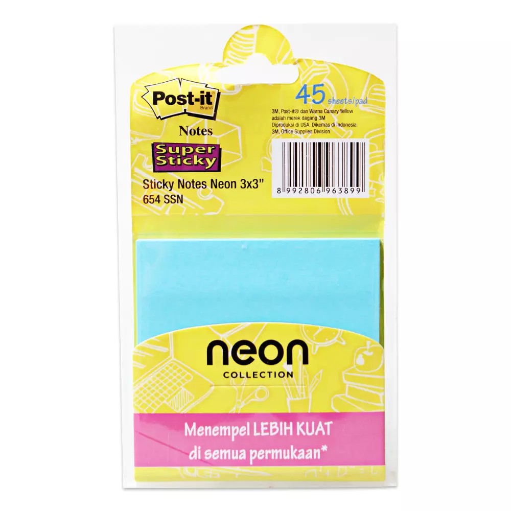 Jual POST IT COLOR NOTES 654 SSN 45 SHT BLUE 3M ( ID : 190144 ...