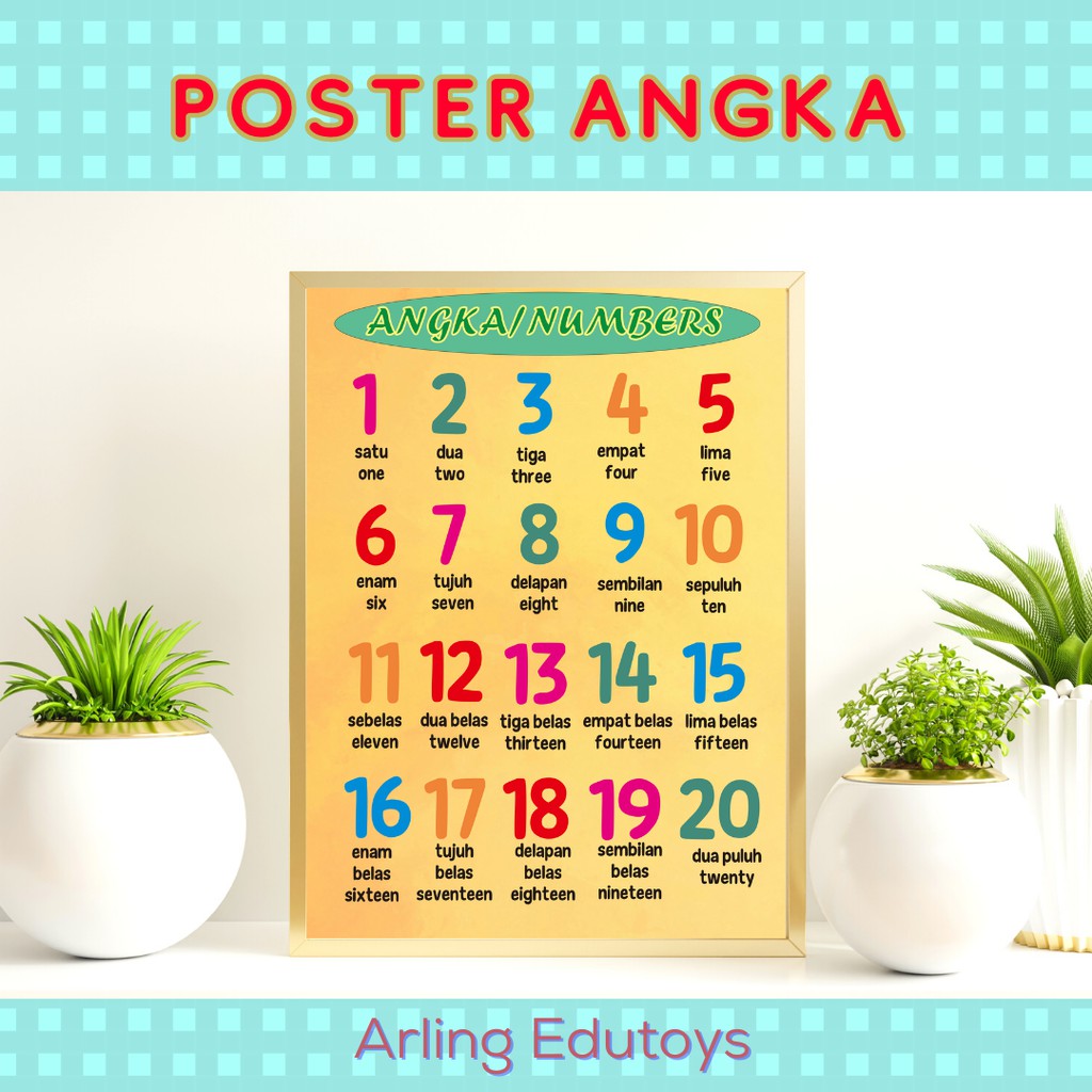 Jual Poster Edukasi Pendidikan Anak Angka Numbers Bilingual Wipe and ...