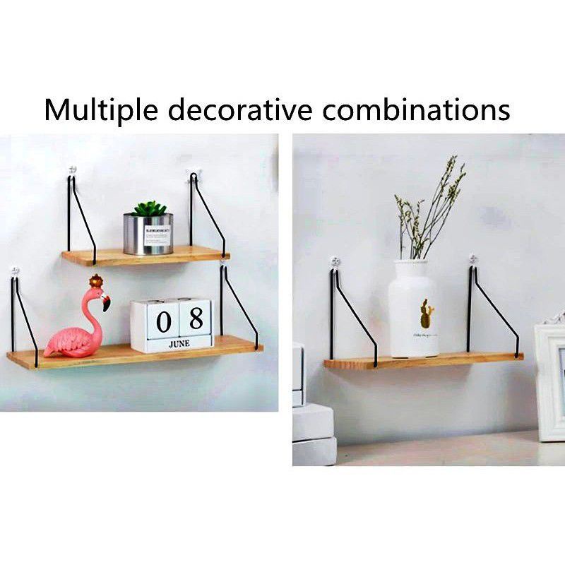Jual Rak Dinding Tempel Kayu Besi Hanging Storage Organezer Shelf ...