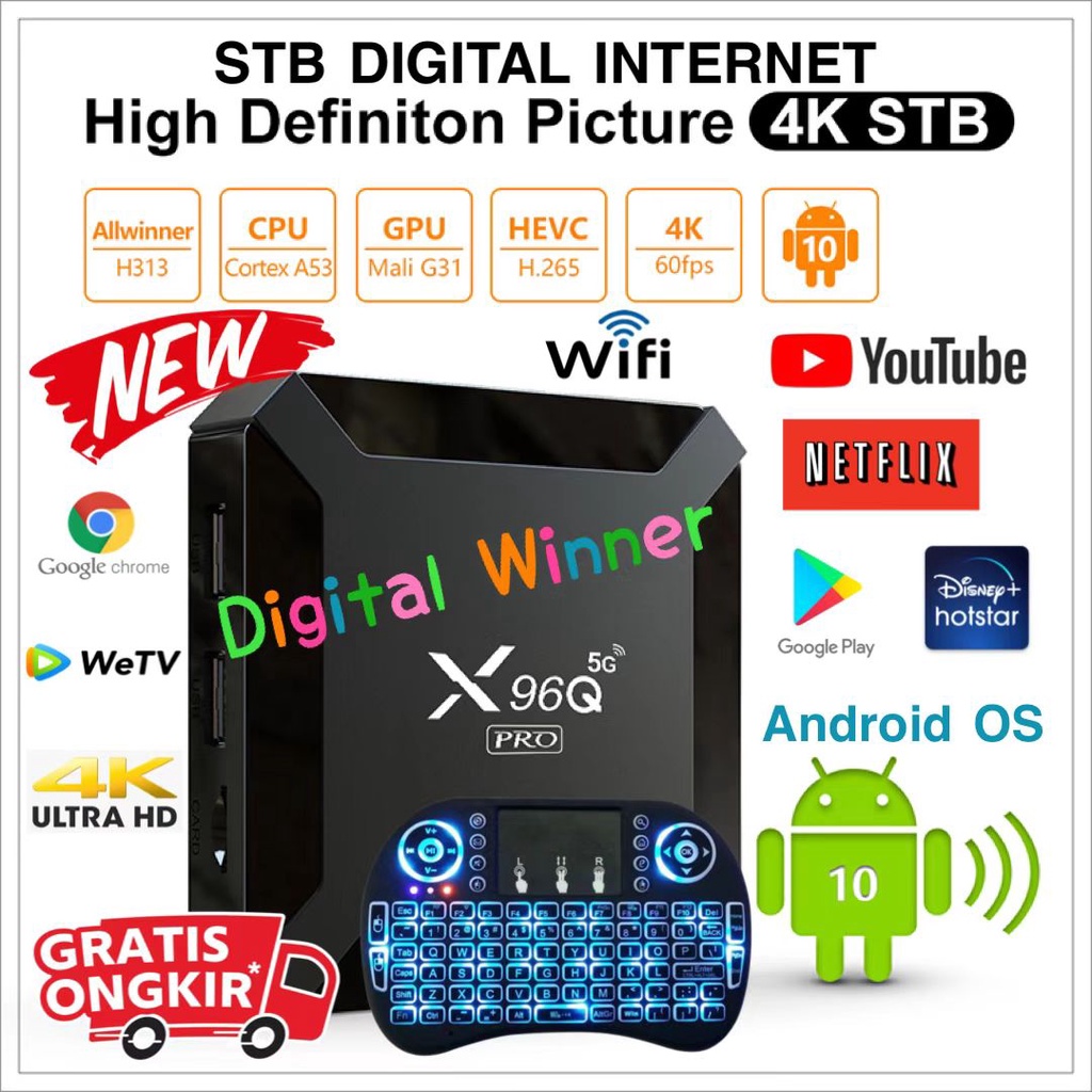 Jual Android TV Box X96Q PRO 5G 4K Ultra HD Smart TV Box Media Player ...