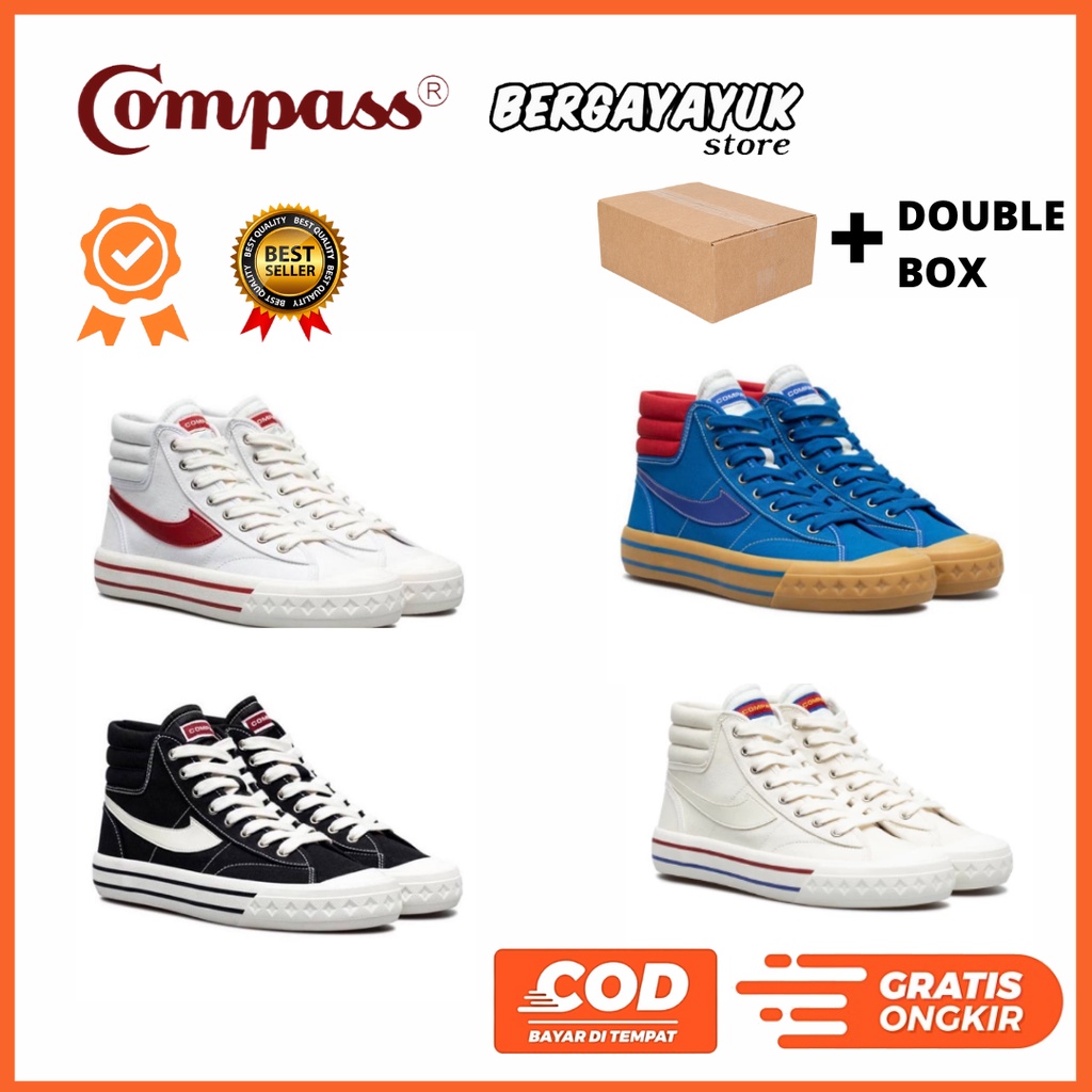 Jual Sepatu Compass Retrograde High Black White/Cream/White Red/Blue ...