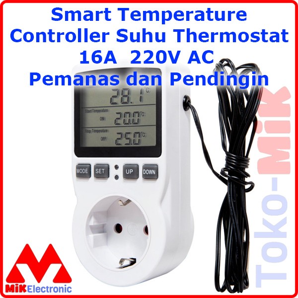 Jual TEMPERATURE CONTROLLER SUHU THERMOSTAT 16A 220V AC PEMANAS ...