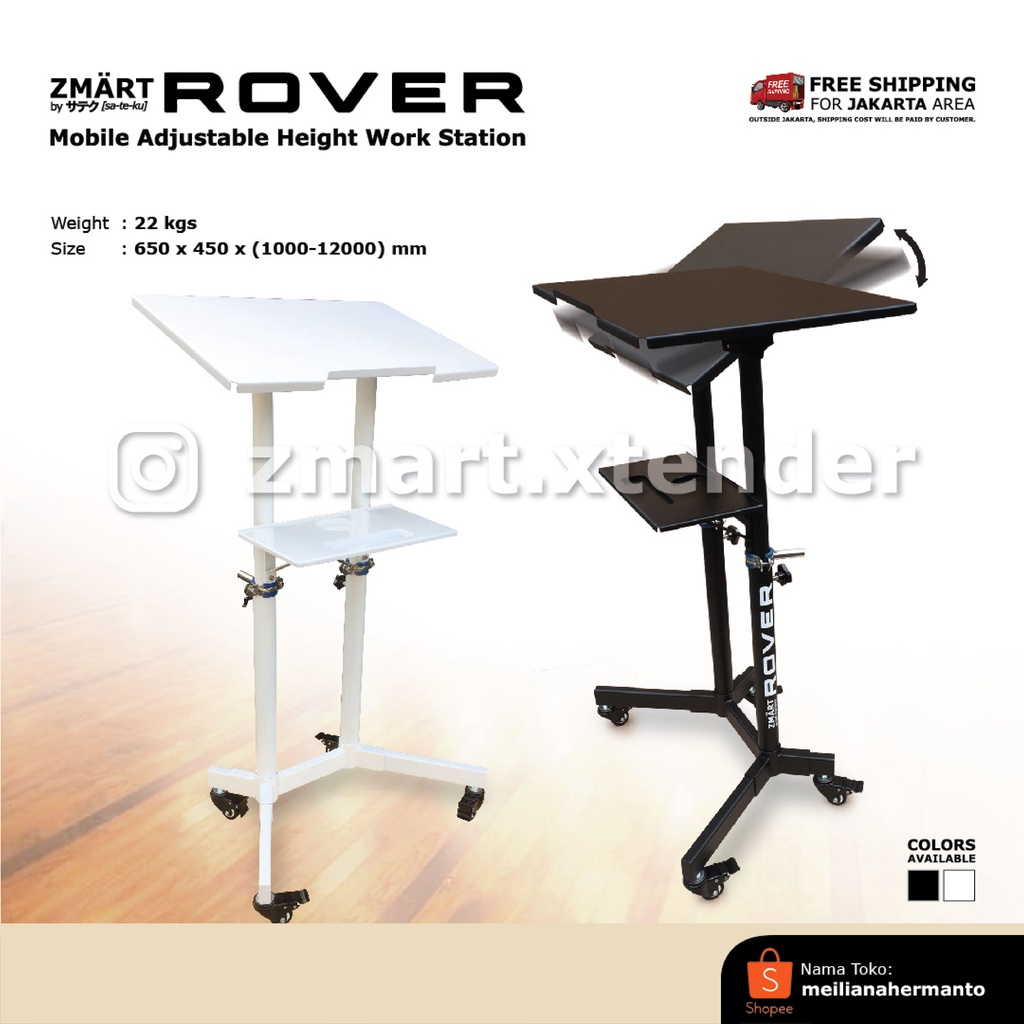 Jual Meja Berdiri Roda Adjustable Standing Desk Kerja Belajar Miring ...
