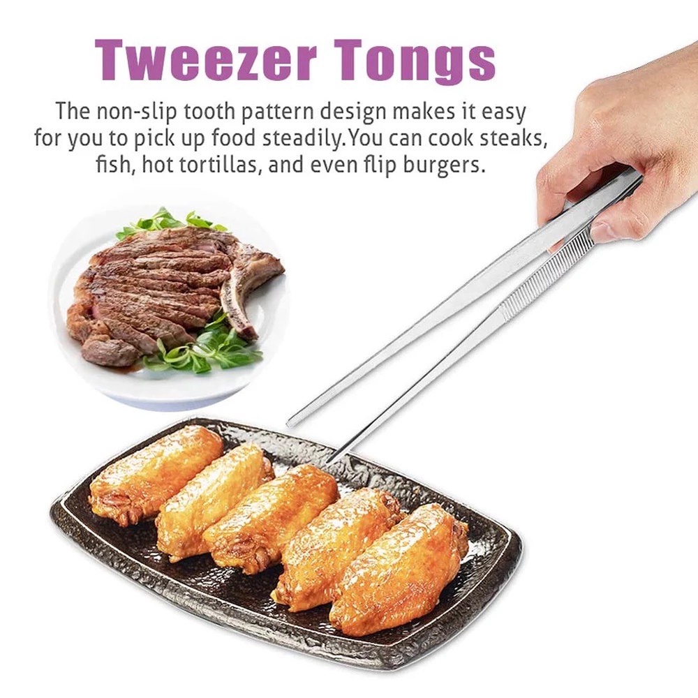 Jual ELtamart Pencapit Makanan Pinset Stainless Steel Food Tweezers ...