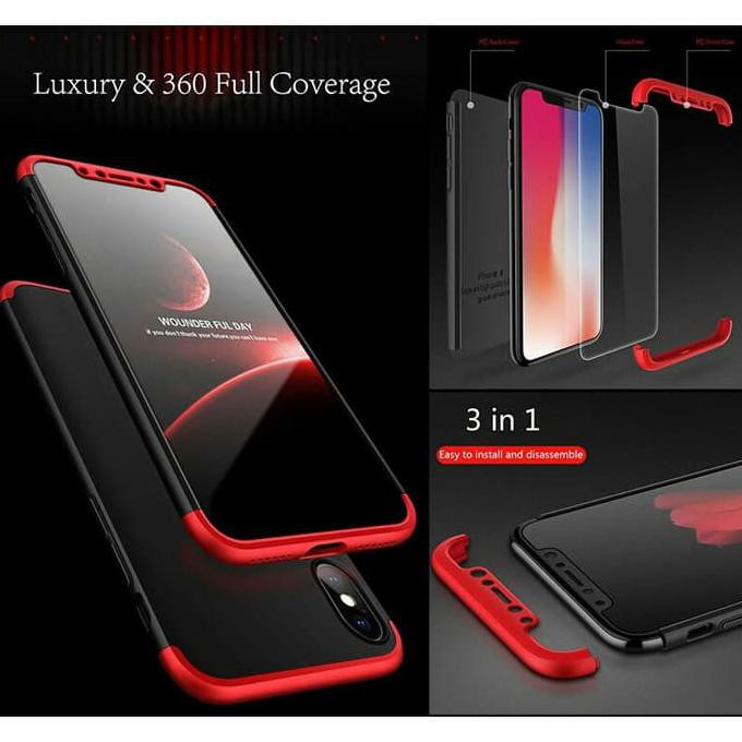 Jual IPHONE X HARD CASE ARMOR 360 GKK 3IN1 FULL COVER HITAM | Shopee ...
