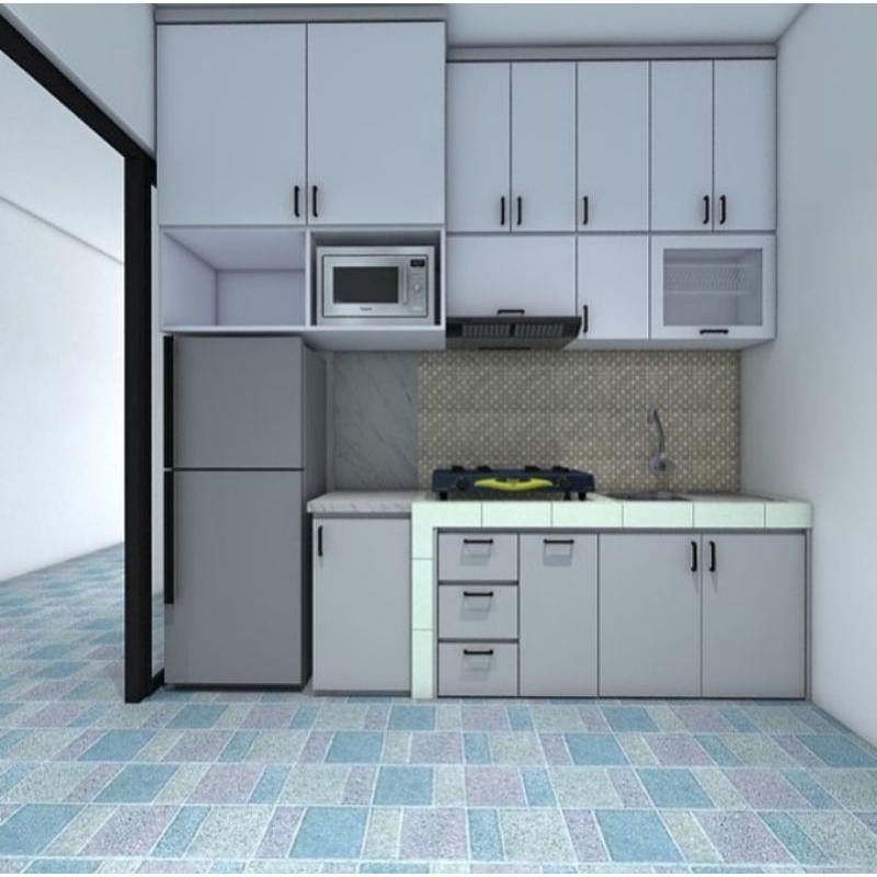 Jual Kitchenset minimalis 2,5m + box kulkas P65 x L60 x T250 Lcustom ...
