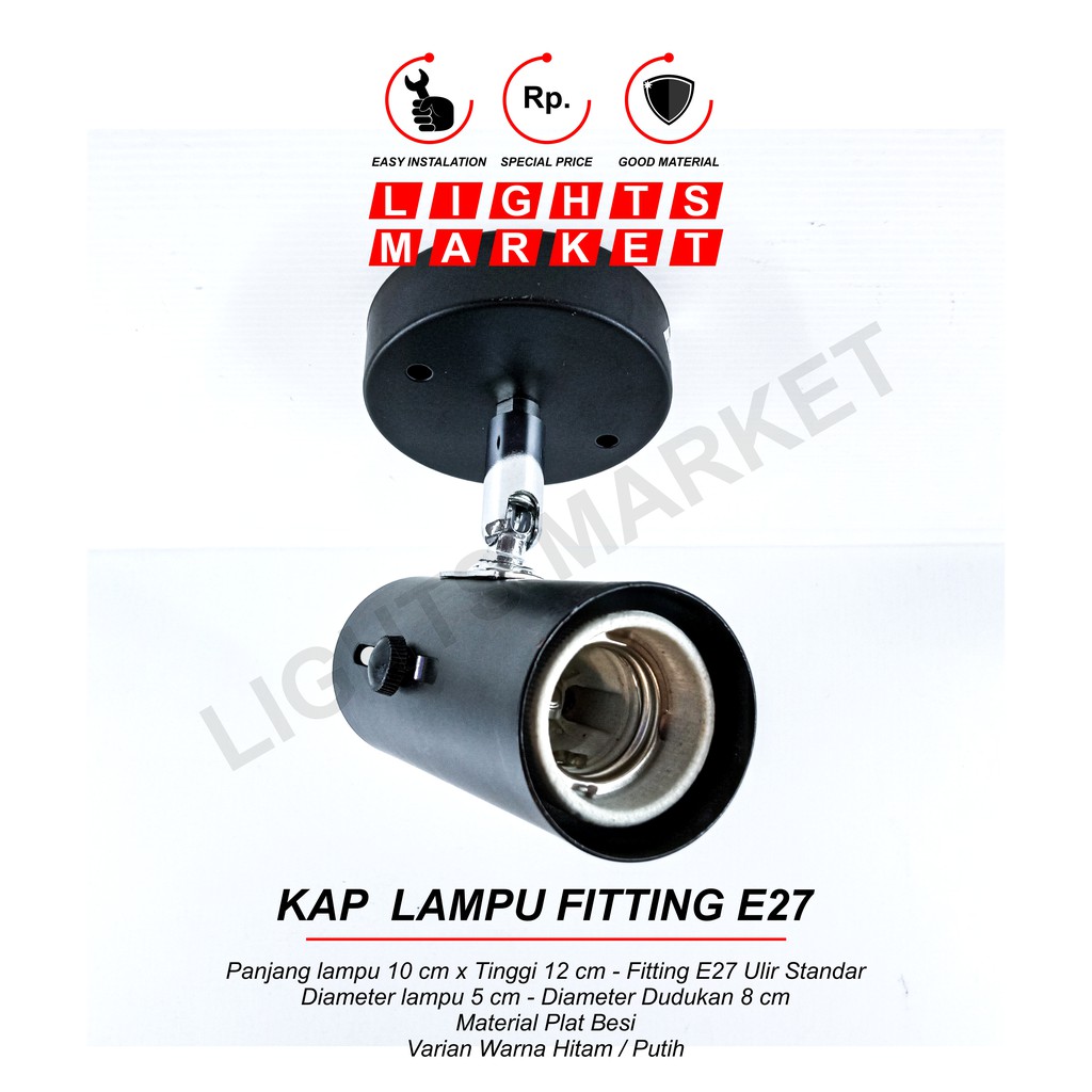 Jual Fitting Lampu Sorot Tipe Rel atau Tempel Plafon E27 - Tempat Lampu ...