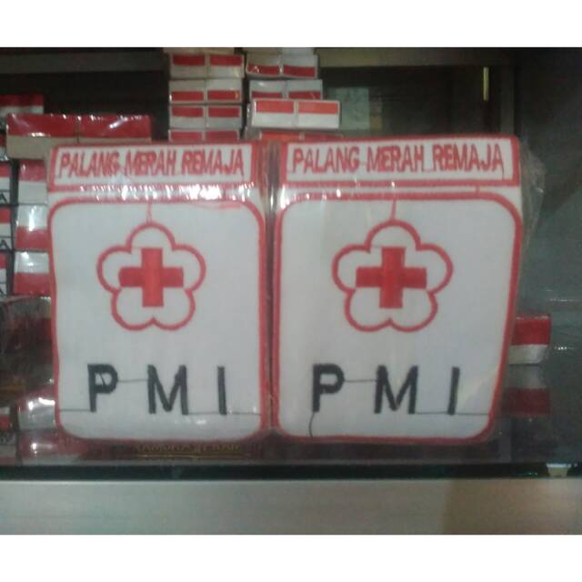 Jual 100 biji PMI | PMR bordir | palang merah Indonesia | palang merah ...