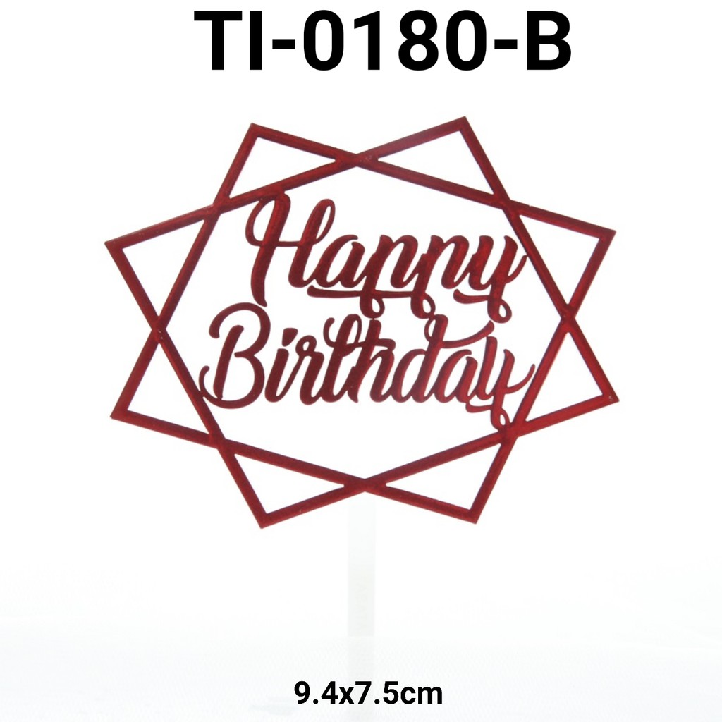 Jual TI-0180-B Topper tulisan kue tart cake happy birthday merah yamama ...