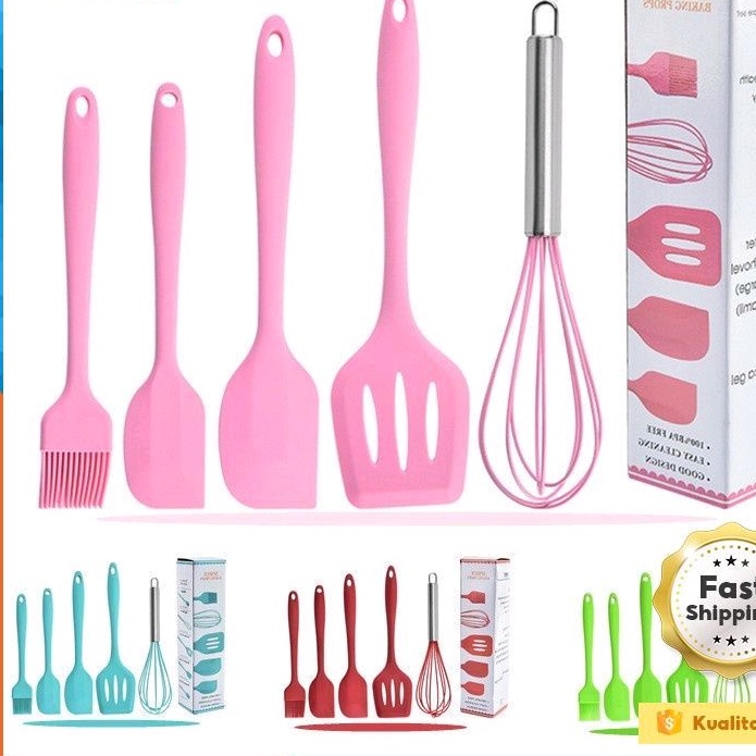 Jual Spatula Set Silicone Spatula Set Isi 5 Sendok Masak Anti Panas ...