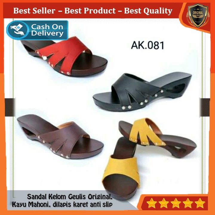 Jual Kelom Gelis Wedges Sandal Wanita Terompah Sendal Kayu Modern ...