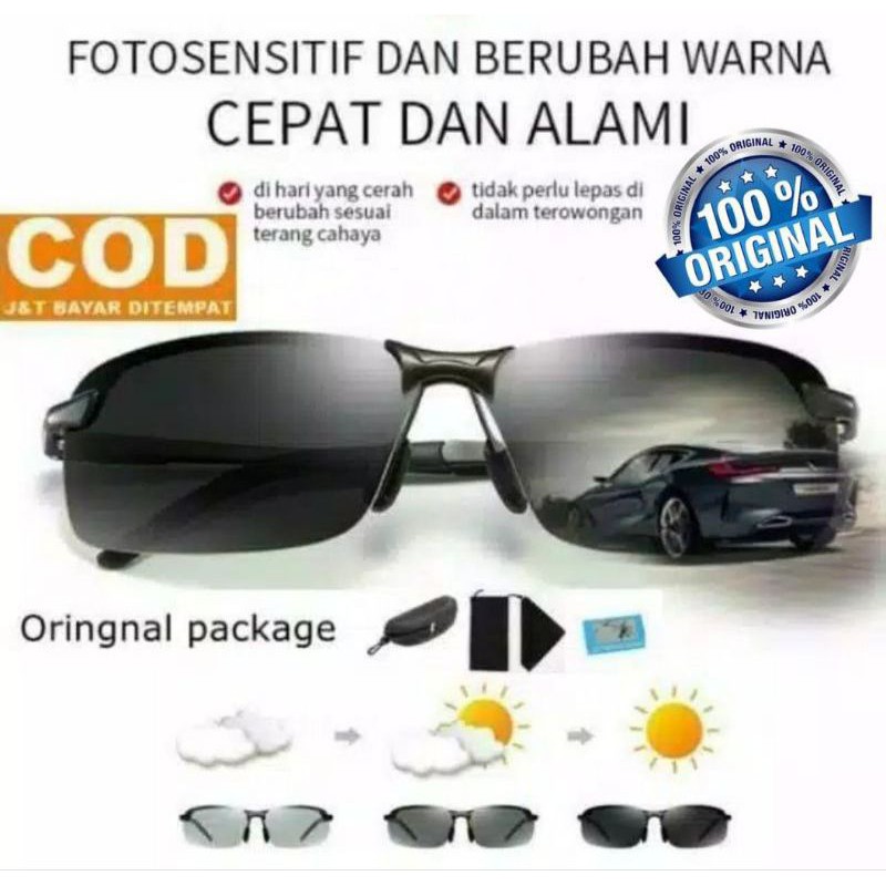 Jual Kacamata Polarized Photochromic Pria Wanita / Kacamata Anti Silau Siang Malam Polarized ...