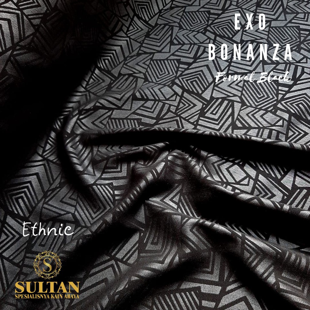 Jual 50CM EMBOS ETHNIC KAIN EXO BONANZA FORMAL BLACK/ HITAM PEKAT KAIN ...
