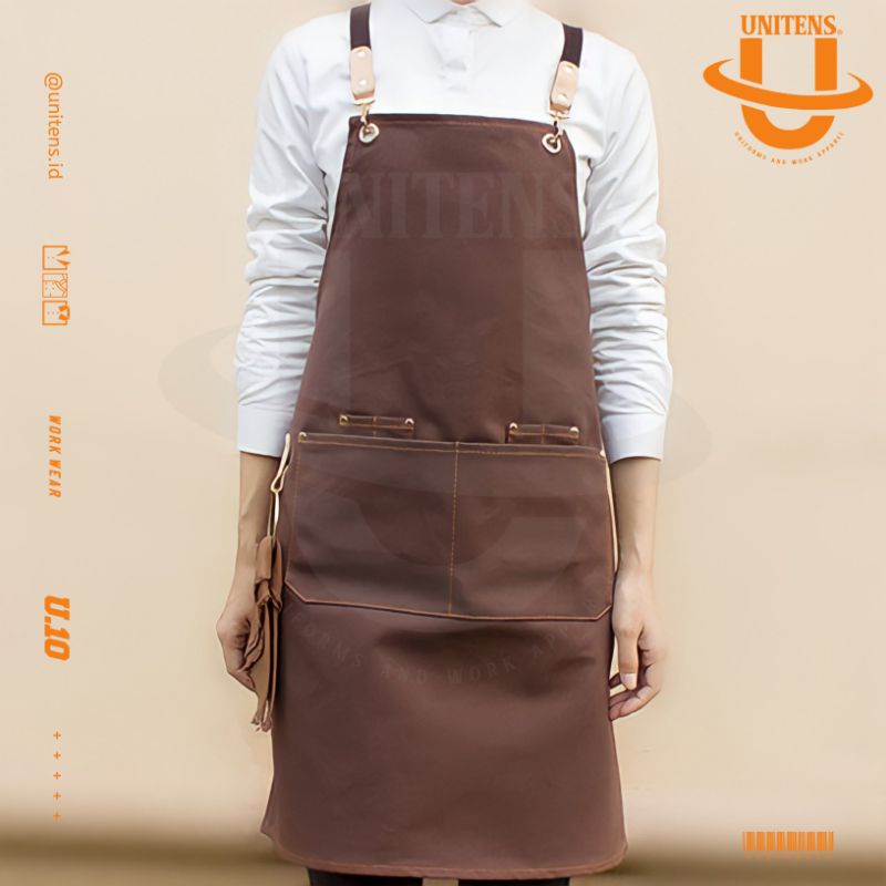 Jual UNITENS Apron Canvas Leather Ring Twin Poket Celemek Kanvas ...