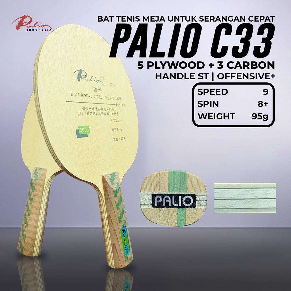 Jual Kayu Bat Tenis Meja Pingpong Palio C33 3 Carbon OFF+ Offensive ST | Shopee Indonesia