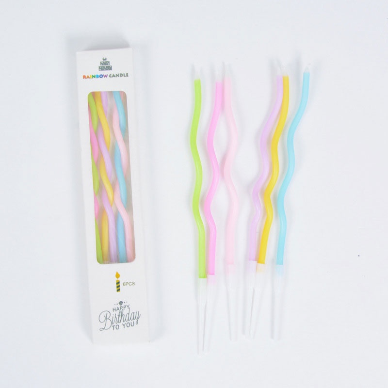 Jual 6PCS/SET Lilin Panjang Spiral Pastel Macaron - Lilin Korea Wavy ...