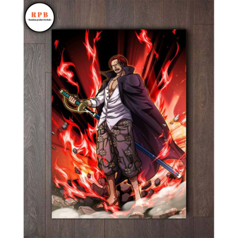 Jual poster kayu Dekorasi Dinding [Anime One Piece karakter Shank ...