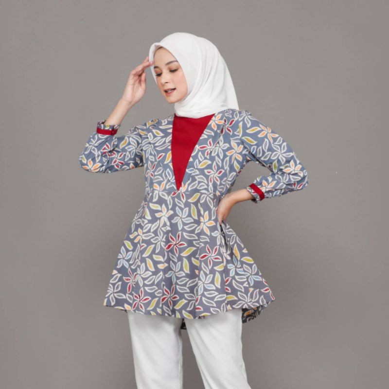 Jual CLEMIRA MAROON Blouse kerja wanita modern | Shopee Indonesia