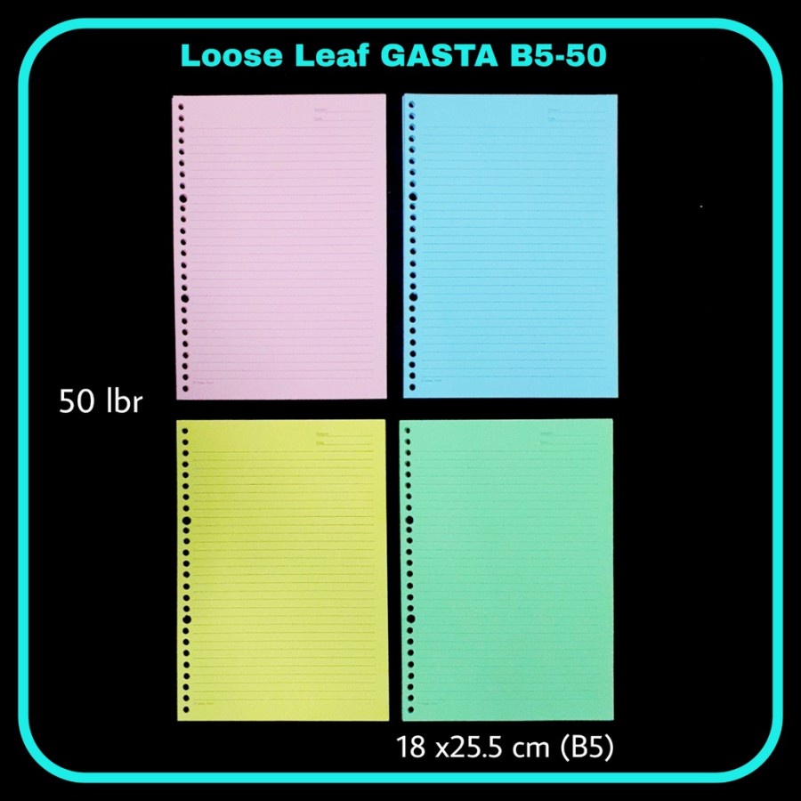 Jual BOS Kertas Loose Leaf B5-50 Warna /Refil Binder Note/Isi Kertas ...