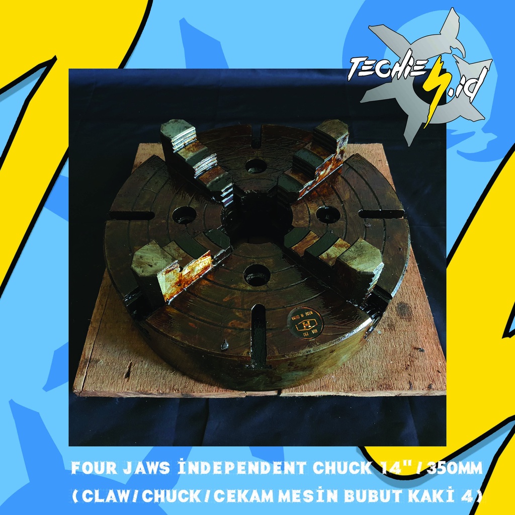 Jual Four Jaws Independent Chuck 14inch / 350mm (Claw Mesin Bubut Kaki ...