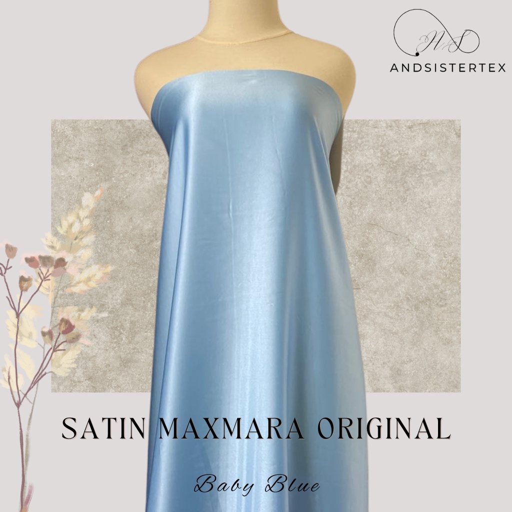 Jual Dasar Kain Satin Maxmara Original Pure Silk Warna Baby Blue Biru ...