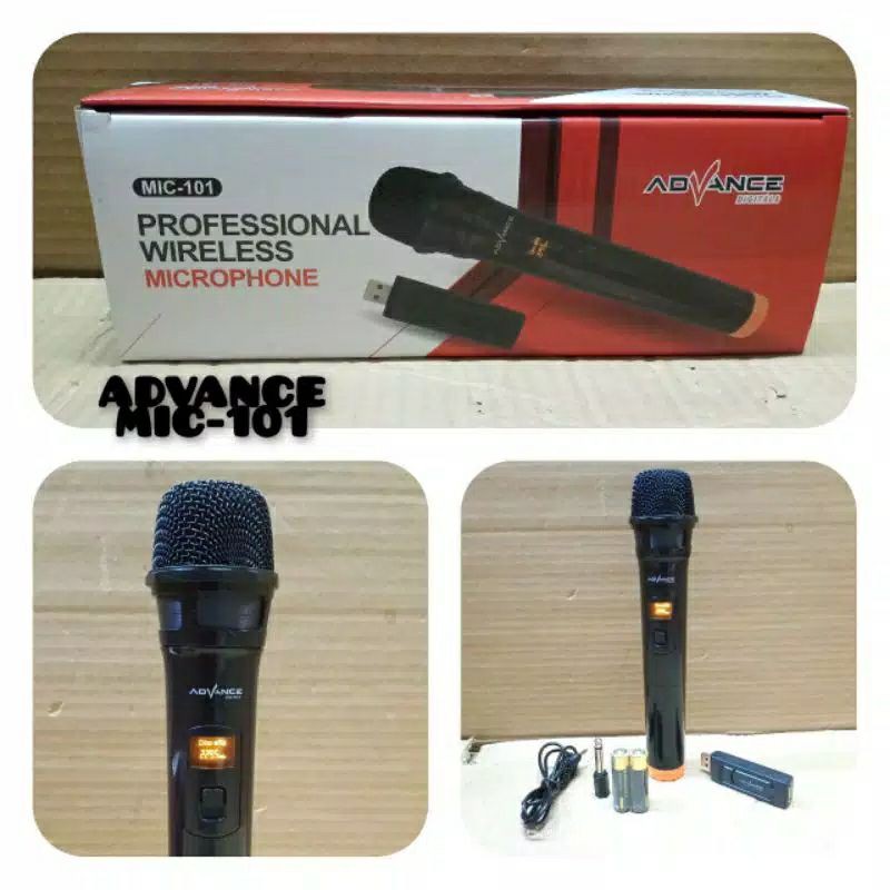 Jual mic Wireless Single Advance Mic-101/Mikropon Nirkabel Portable/Professional Wireless ...