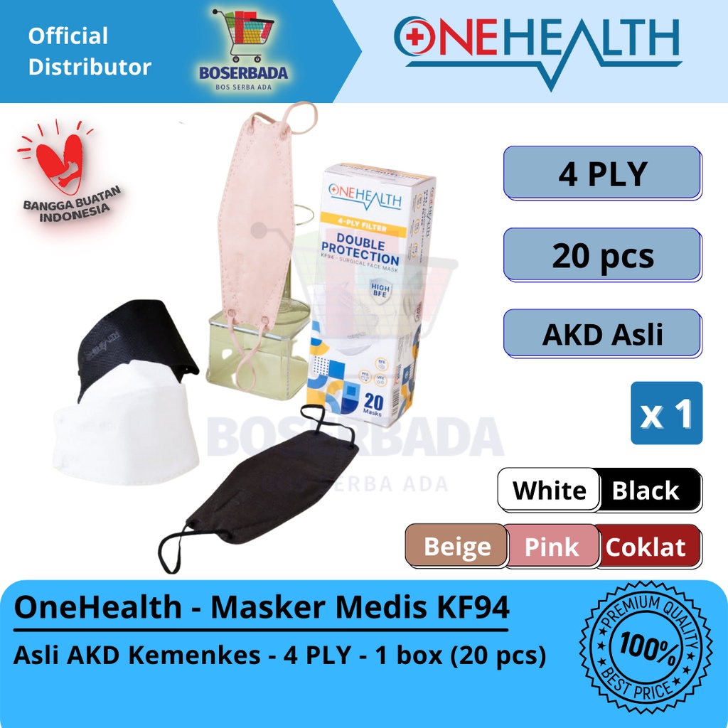 Jual ONEHEALTH - Masker Medis KF94 Surgical Mask (4 Ply) 20 pcs | Shopee Indonesia