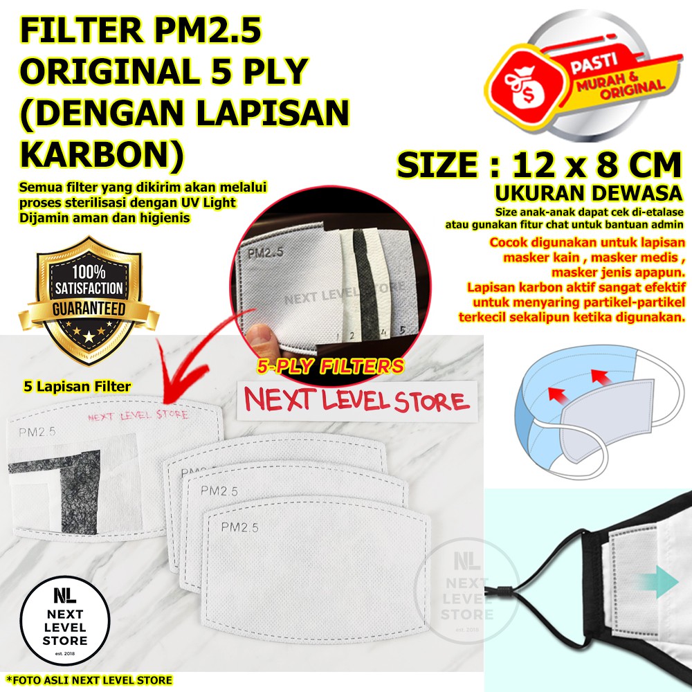 Jual Refill Filter Masker PM 2.5 Insert N95 N99 Masker Kain Respirator ORIGINAL DEWASA DAN ANAK2 ...