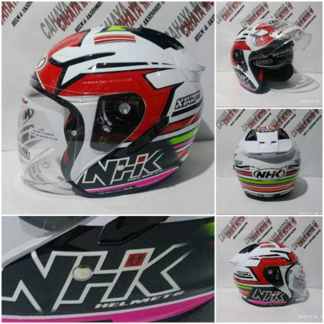 Jual Helm Nhk R1 motif Rainbow white red merah putih | Shopee Indonesia