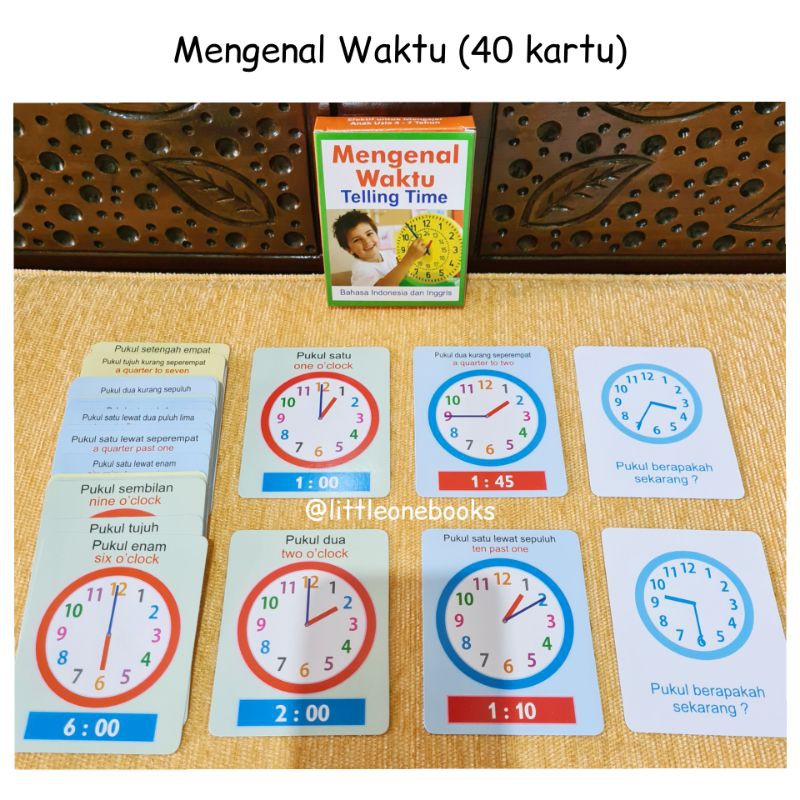 Jual kartu pintar mengenal waktu (40 kartu) / flash cards / telling the ...