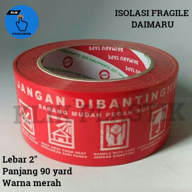 Jual ISOLASI FRAGILE MERAH DAIMARU / SELOTIP /LAKBAN DAIMARU /OPP /TAPE ...