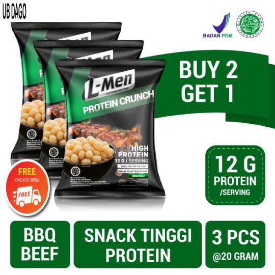 Jual Buy 2 Get 1 FREE: L-Men Protein Crunch BBQ Beef (20gr) | Shopee ...