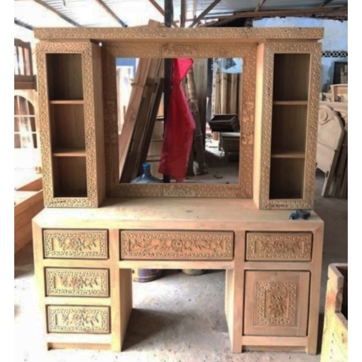 Jual Meja Rias Besar Kayu Jati - Tolet Ukir Minimalis - Mentahan ...