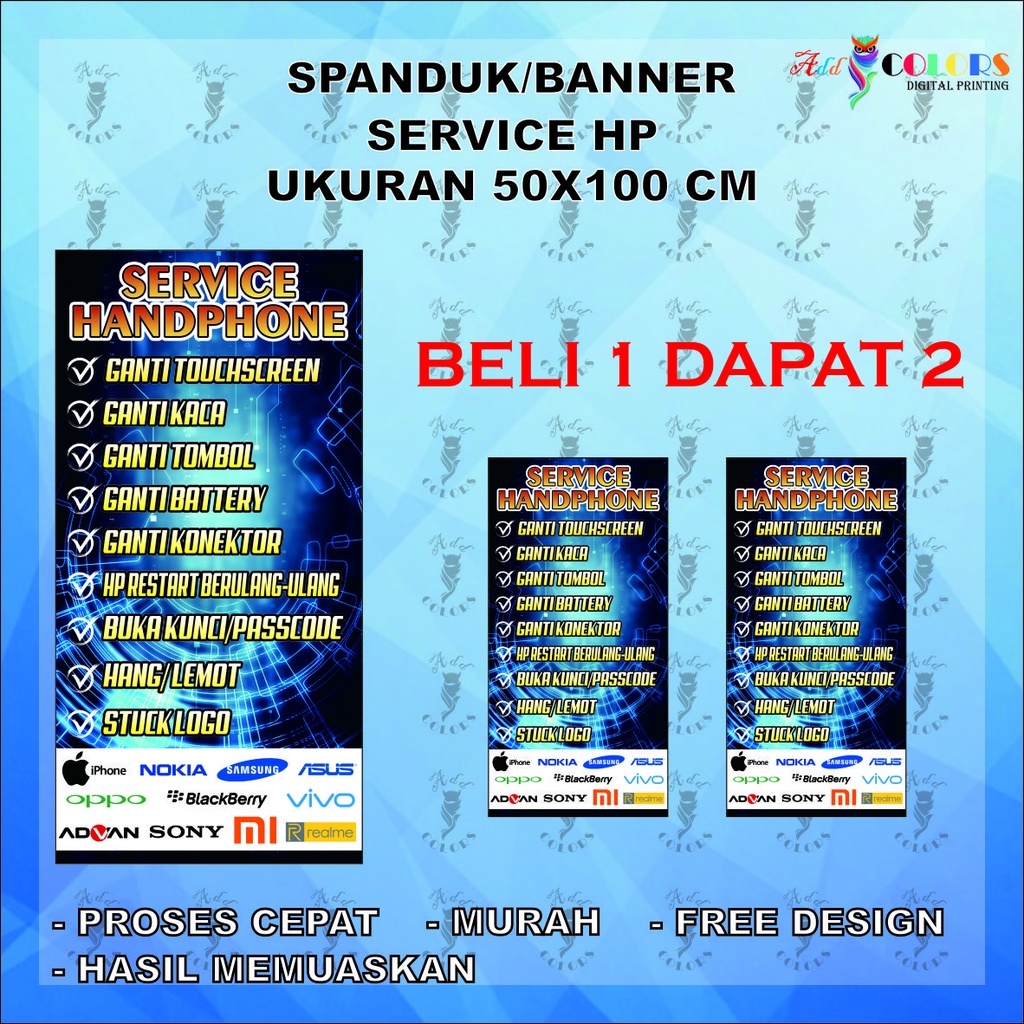 Jual Banner/Spanduk Service Hp Ukuran 50x100 cm Dapat 2 | Shopee Indonesia