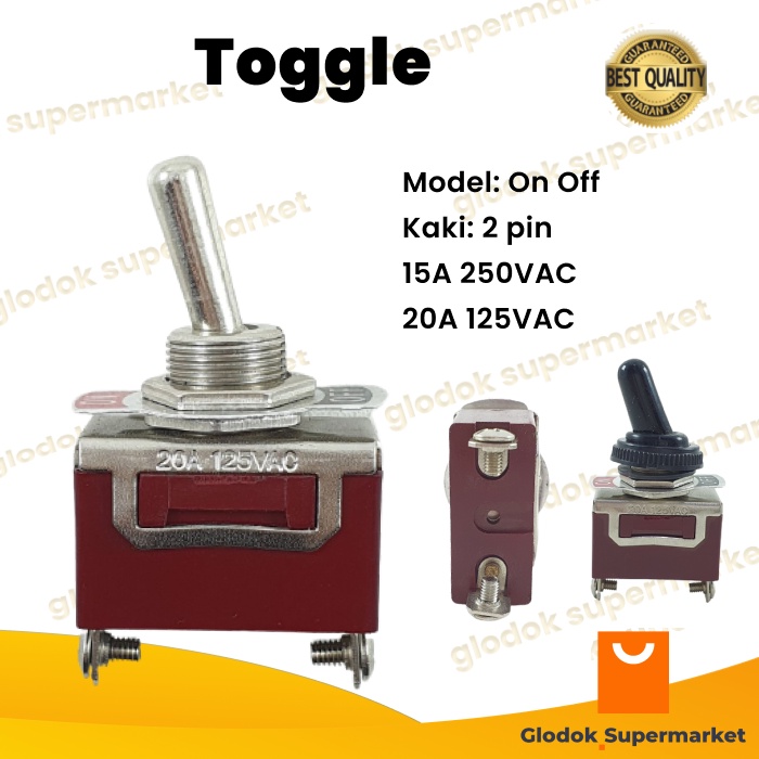 Jual Toggle Switch 2 Pin On Off Saklar Togle Kaki 2p 15A 20A | Shopee ...