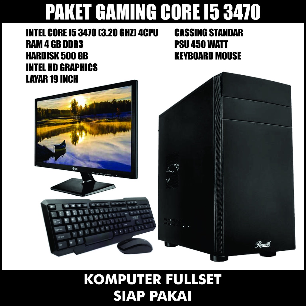 Jual Pc Gaming/ Komputer Intel Core i5 3470 Ram 4 Gb Harddisk 500 Gb ...