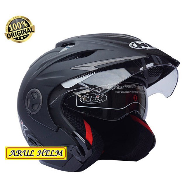 Jual HELM// HELM NHK AVIATOR SOLID// BLACK DOFF// NHK ORIGINAL// HELM ...