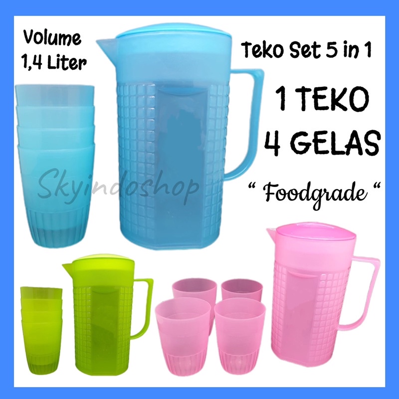 Jual Alexis Teko Minum Plastik Set Ukuran 1,4 Liter ( Teko+Gelas ) ( 1 ...