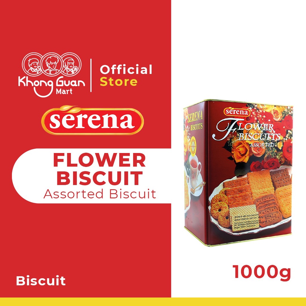Jual SERENA Assorted Biscuits Flower Segi Tin 1000 Gram | Shopee Indonesia
