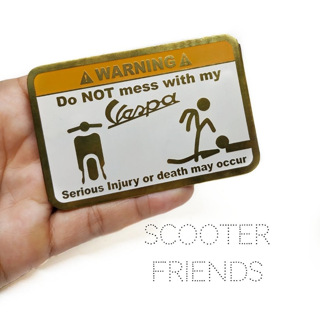 Jual Emblem Vespa Warning Dont not with Mess My Vespa | Shopee Indonesia