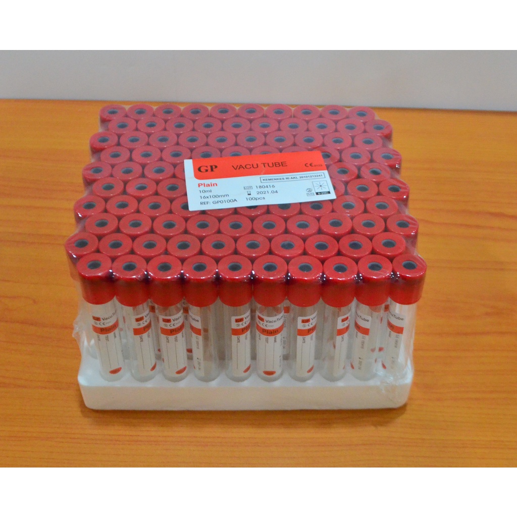 Jual Tabung Darah / Tabung Plain 10ml MONOTES Blood Vacuum Tube Plain ...